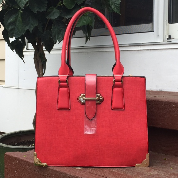Isabelle | Bags | Red Satchel Hand Bag Adjustable Shoulder Bag | Poshmark